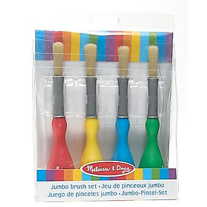 Melissa & Doug Jumbo Brush Set - 4-Pack, Paintbrushes in Red, Blue, Green, Yellow