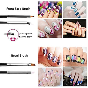 JOYJULY 20pcs Nail Art Design Tools, 15pcs Painting Brushes Set with 5pcs Dotting Pens, BLACK …