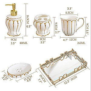 TFIIEXFL Ceramic Wash Set-Bathroom Accessories Set - Toothbrush Holder, Soap Dish, Soap/Lotion Dispenser, Tumbler