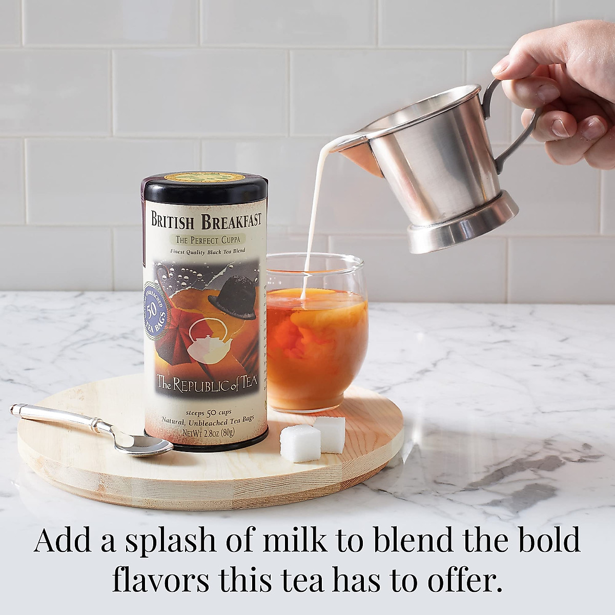 The Republic of Tea British Breakfast Black Tea 2.8 oz Tin, 50 Tea Bags, Gourmet Black Tea | Caffeinated