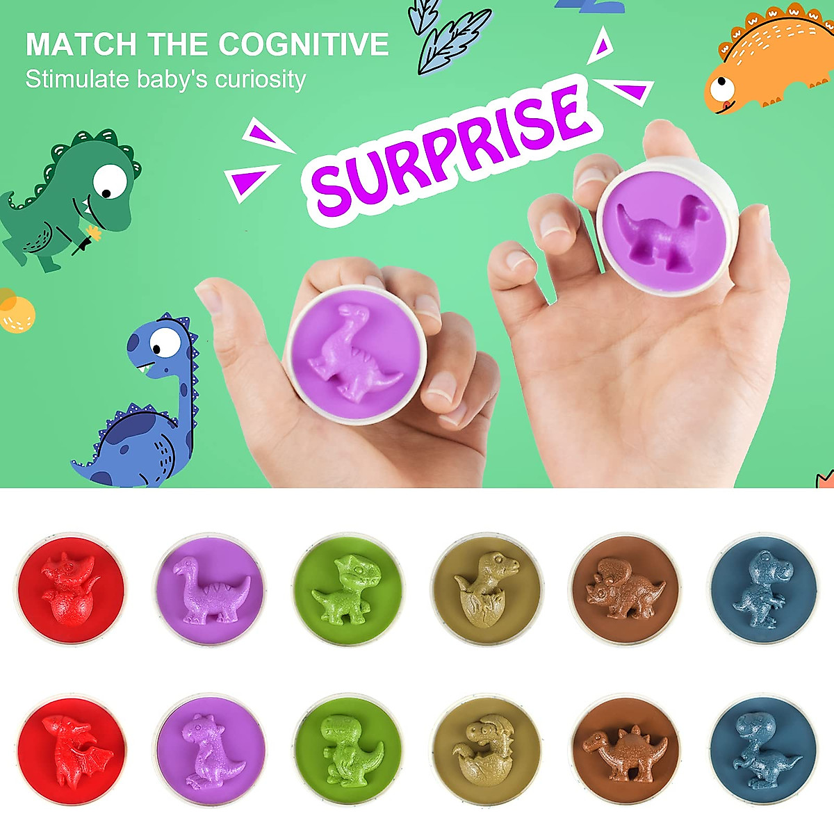 DASIGJID Dinosaur Matching Eggs Toy for Kids and Toddlers, Easter Eggs, Educational Colorful Toy, Ideal for Numbers and Fine Motor Skills, Early Learning STEM Fun Teaches Egg