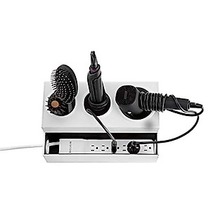 JACKCUBE Design Hair Dryer Holder Hair Styling Product Care Tool Organizer Bath Supplies Accessories Tray Stand Storage Bathroom Vanity Countertop with 3 Holes (White) – :MK154D