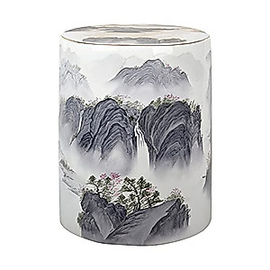 XARONF Hand-Painted Landscape Ceramic Drum Stool, Cylindrical Classical Dressing Stool, Creative Retro Entry Footstool. (Size : C)