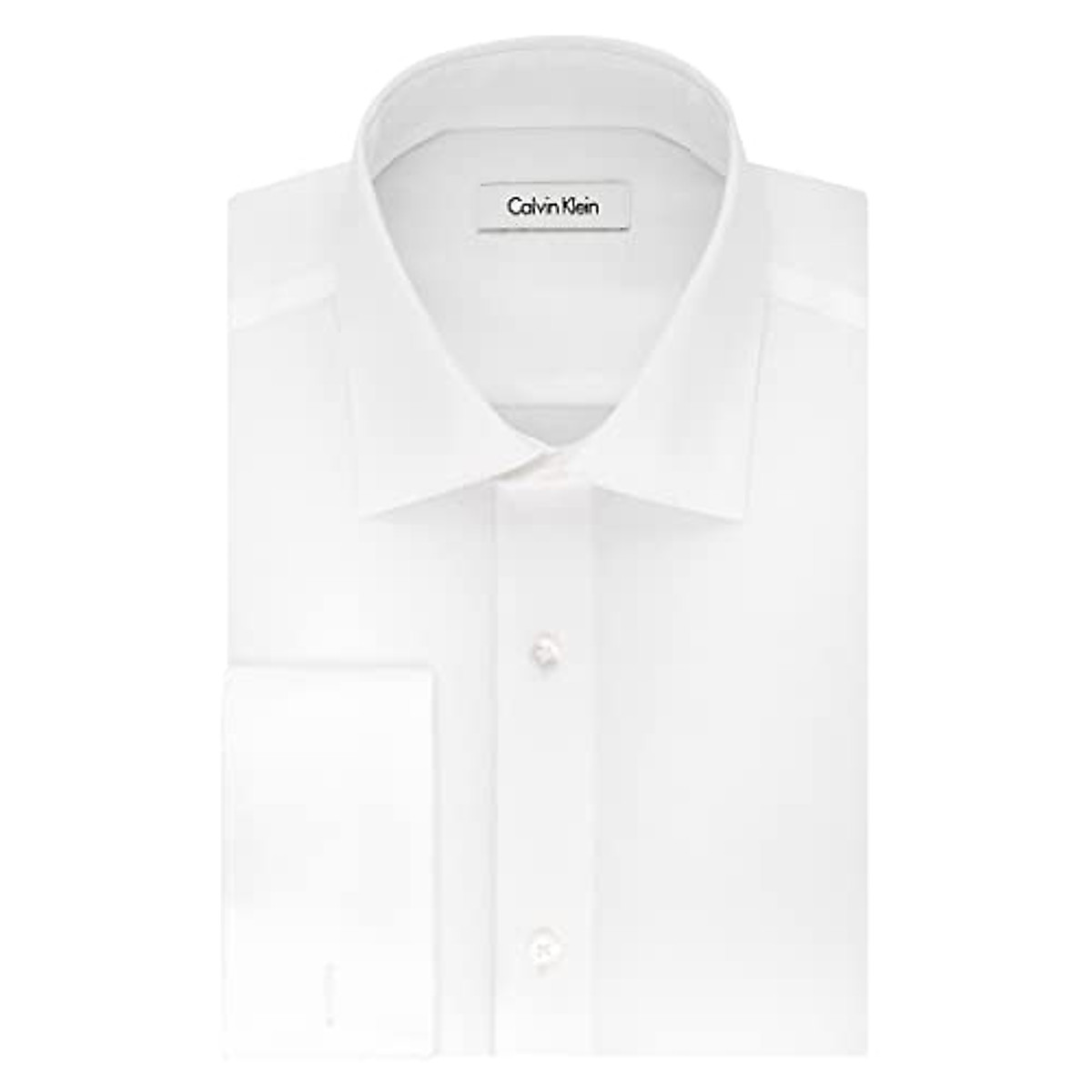 Calvin Klein Men's Regular Fit Non Iron Solid Shirt, White, 16.5" Neck 34"-35" Sleeve