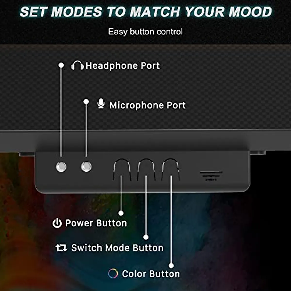 JOY worker RGB Gaming Desk 47 Inch with Led Lights, Music Sync Computer Gamer Desk, Carbon Fiber Surface PC Gaming Desk with Monitor Stand, Ergonomic Z Shaped Gaming Table with Plug Board Holder,Black