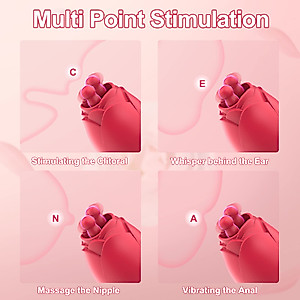 Double Tongue Licking Kneading Rose Swing Toy, Skin Friendly Touch Clitoral Nipple Anal Vibrators, 10 Stimulating Vibration Modes, Waterproof Sex Toy for Women Couple (Rose)