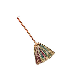 Natural Grass Broom Thai Vintage Retro Handmade Broom, Housewarming Gift, Witch Broom, Thai Broom, Broomstick, Bamboo Stick Embroidered Nylon Handle, Kong Grass Broom, Thick Broomstick, Durable Broom