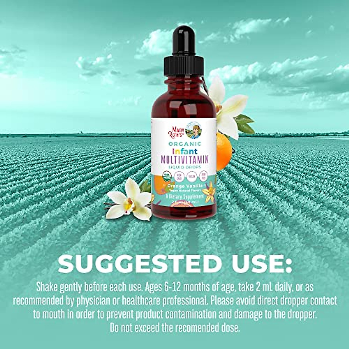 Multivitamin & Multimineral for Infants by MaryRuth's | USDA Organic | Sugar Free | Liquid Vitamins for Babies 6-12 Months | Immune Support & Overall Wellness | Vegan | Non-GMO | 2 Fl Oz