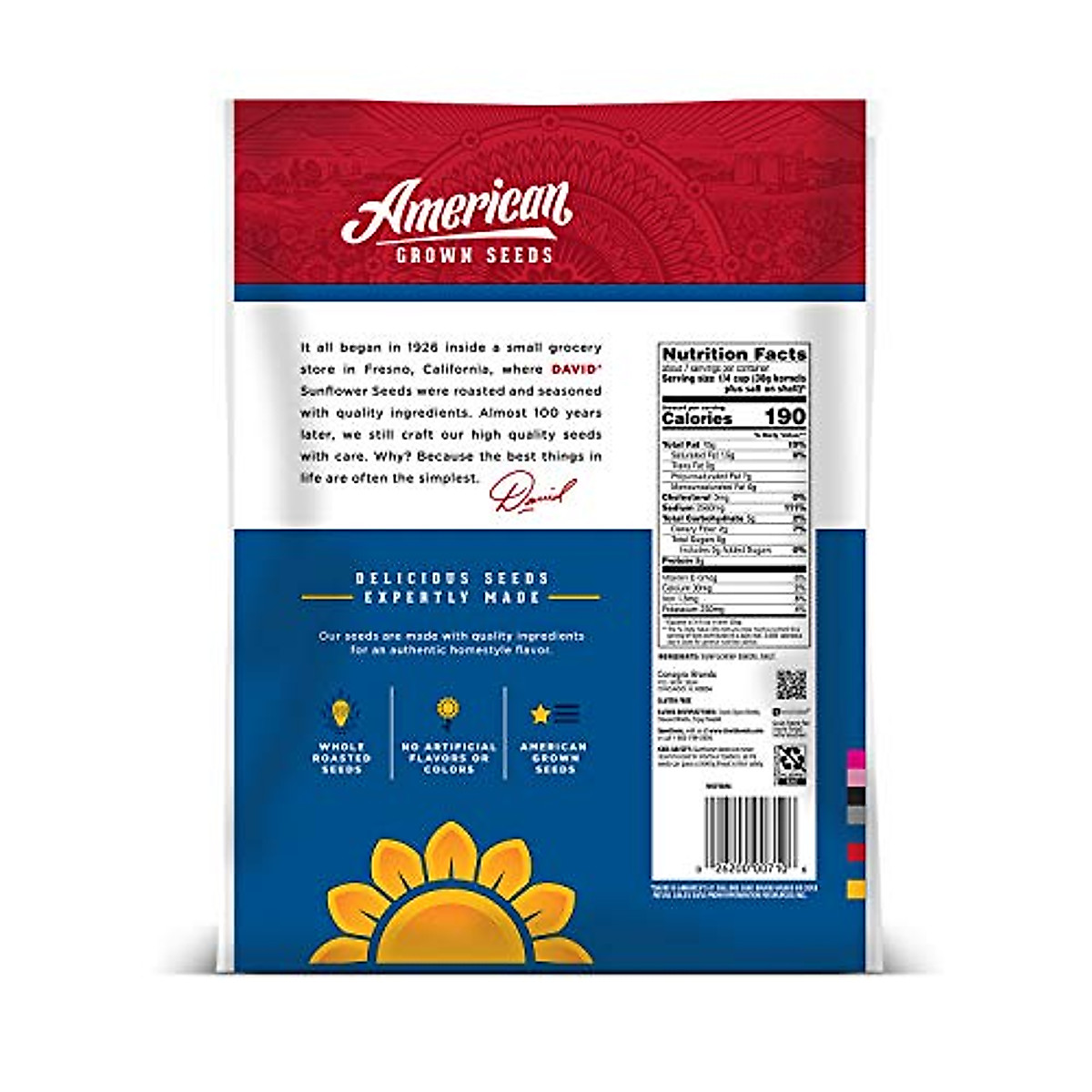 DAVID Roasted and Salted Original Sunflower Seeds, Keto Friendly, 14.5 oz