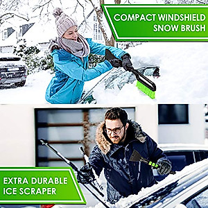 ALMA Snow Brush for Car with Ice Scraper - SOFT FOAM GRIP - Perfect Broom Snow Removal for Cars Window - Scratch Free Snow Scraper for Car - Ice Scrapers for Car Windshield ONE SOLID PIECE No Assembly