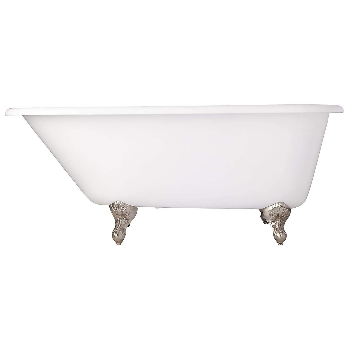 Signature Hardware 307195 Miya 54" Cast Iron Soaking Clawfoot Tub with Pre-Drilled Overflow Hole - White/White Feet