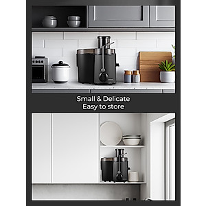 Juicer Machines, Aiheal Juicer Vegetable and Fruit Easy to Clean, Centrifugal Juicer with 3” Wide Mouth, 3 Speed Control, Overload Protection System, Cleaning Brush and Recipe Included, Black