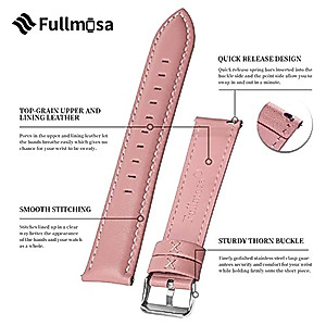 Fullmosa 20mm Leather Watch Bands Compatible with Samsung Galaxy Watch 5 40mm 44mm/Pro 45mm,Galaxy Watch 4 40mm 44mm/Classic 46mm 42mm(2021),Galaxy Watch 3 41mm/Watch 42mm/Active 2 40mm 44mm,Pink