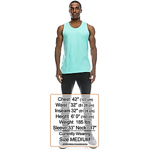 JC DISTRO Mens Premium Cotton Athletic Active Sports Jersey Tank Top Mint Large