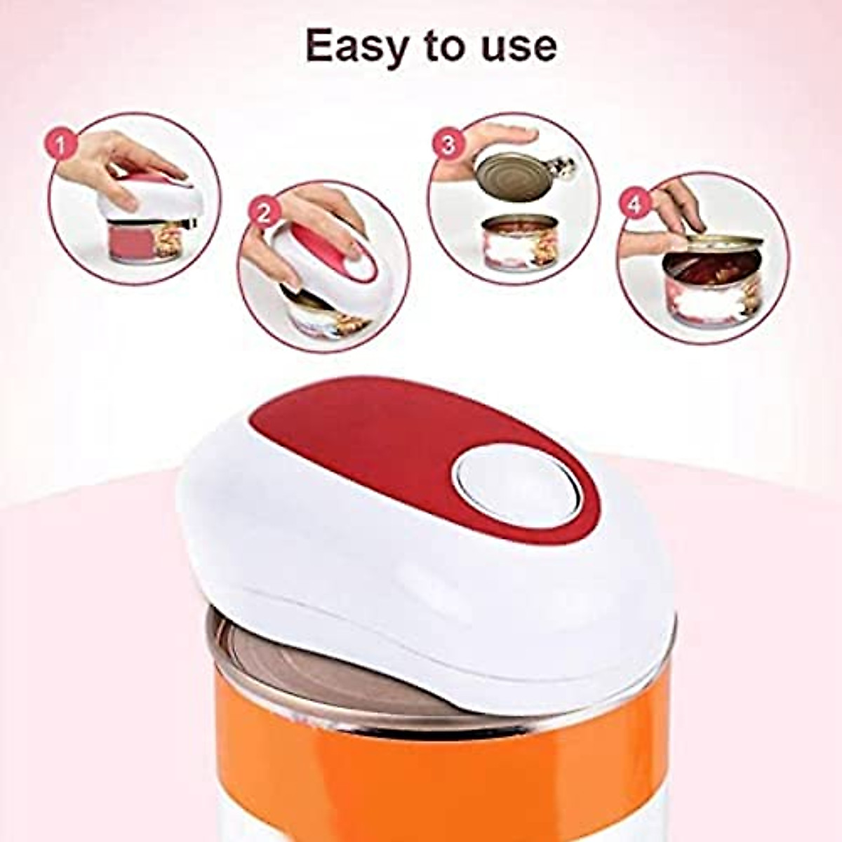 Electric Can Opener, One Tuch Operation Portable Automatic ABS Can Opener Battery Powered Can Opener for Kitchen and Seniors