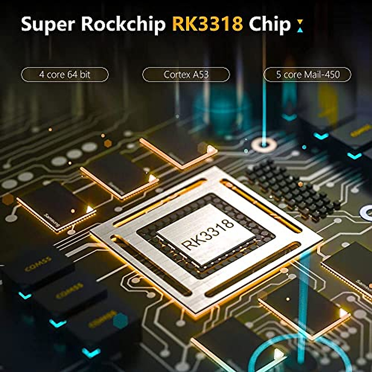 Android TV Box 11.0, 4GB RAM 32GB ROM RK3318 Quad Core 64bit Android Box Supports 2.4G+5G Dual WiFi Bluetooth 4.0 USB 3.0 Ultral 3D 4K Smart TV Box