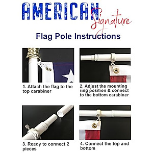 American flag and pole kit set: Includes a 3x5 ft US flag made in USA, 6 ft aluminum tangle free spinning flag pole with carabiners, and flagpole holder wall mount bracket (Black)