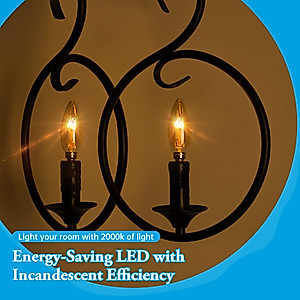 Brighfivey Amber Candelabra Bulb 25W Equivalent, 2W Ultra-Fine Filament E12 Base Candelabra LED Light Bulb, Dimmable Amber LED Bulbs 2000k Soft Warm, Candle Chandelier Bulbs, 6 Pack