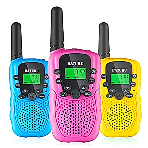 Walkie Talkies for Kids 3 Pack 3 Miles, 2 Way Radio Toys for Kids with Backlit LCD Flashlight, Christmas or Birthday Gifts for Girls and Boys Age 3-12 (Blue Pink Yellow)