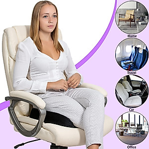 HEALTHY DREAM Office Chair Seat Cushion for Coccyx, Tailbone, Sciatica and Back Pain Relief; Orthopedic Support Memory Foam Cushion Contour Pillow; Comfortable Wheelchair and Gaming Chair Accessory