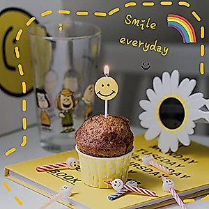 5 Pcs Smiley Face Birthday Candles, Smile Expression Candles, Birthday Cake Decorations