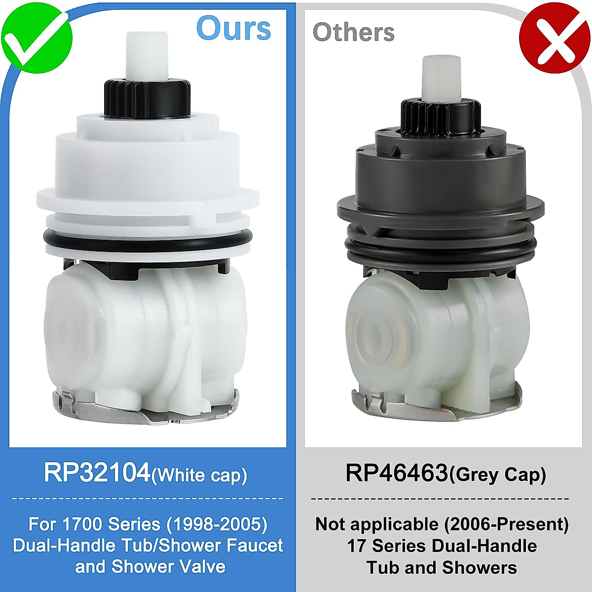 RP32104 Shower Cartridge Replacement, Compatible with Delta Monitor 1700 series(1998-2005) Showers Cartridge, RP32104 Cartridge Assembly for Bath Tub/Shower Faucet Valve
