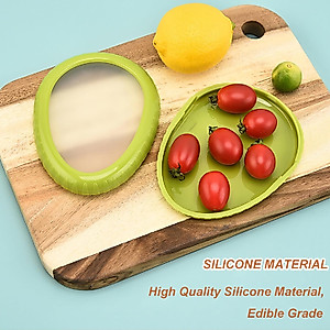 GuangMaii Silicone Fruit Storage Box, 4Pack Reusable Fruit and Vegetable Storage Containers, Fridge Keep Fresh Stretch Storage Pod with Lid for Lemons Garlic Tomato Peper Potatoes (Green, 4Pack)