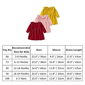 ODOLDI Toddler Girl Sweater Dress Baby Ribbed Knit Dress Long Sleeve Ruffle Sweater Dresses Baby Girls Solid Warm Sweater Dress Crochet A-Line Sweater Skirt Fall Winter Clothes Pink 3-6 Months