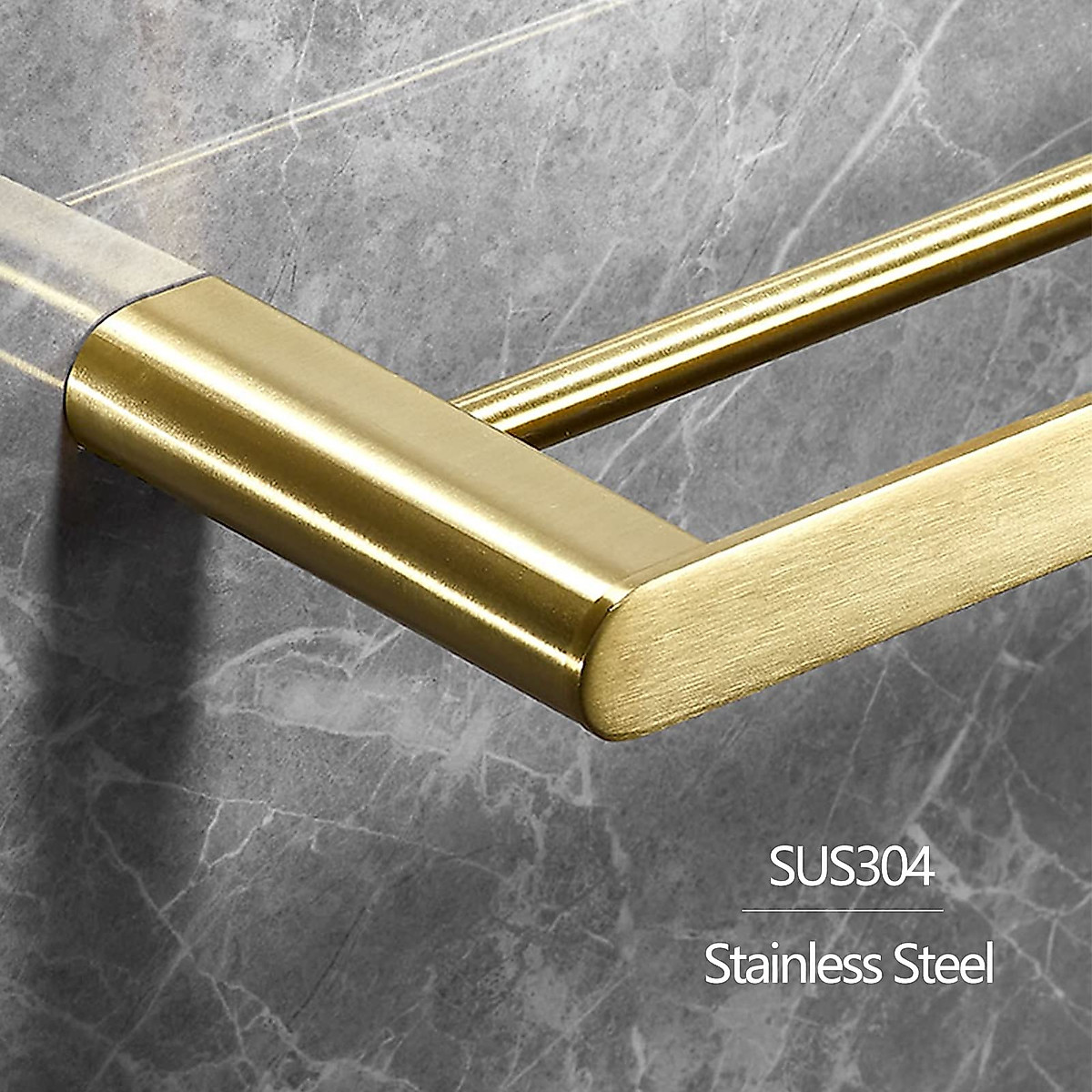 Towel Rail Bar, Stainless Steel Double Towel Holder, 40cm - 80cm Wall Mounted Polished Bath Towel Rack for Bathroom and Kitchen, Gold