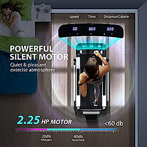 VIVOHOME 2 in 1 Under Desk Electric Folding Treadmill 2.25HP with APP, Watch Remote Control, LED Display and 12 Preset Programs Portable Workout Running Jogging Walking Machine for Home Office