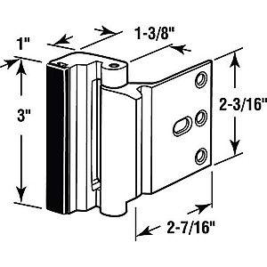 Defender Security U 10827 Door Reinforcement Lock – Add Extra, High Security to your Home and Prevent Unauthorized Entry – 3 In. Stop, Aluminum Construction, Satin Nickel (Single Pack)