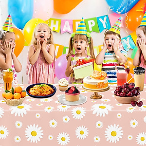 3 Pack Daisy Tablecloth Daisy Flower Birthday Party Decorations for Girls Disposable Plastic Groovy Table Cloth Groovy Retro Hippie Party Table Cover for Weddings Baby Shower Birthday Party Supplies