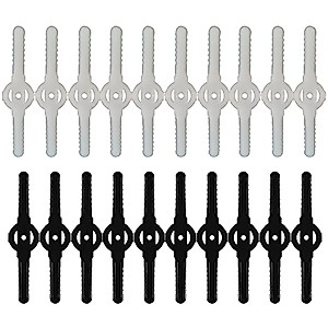 String Trimmer Head Blades Replace -20Pcs Plastic Lawn Mower Blades Grass Handheld Trimmer Head Replacement Cutter Garden Weed Replacement Blade for Cordless Grass Brushcutter (10 White + 10 Black)