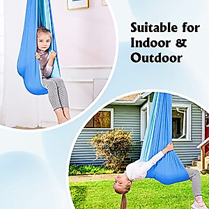 KABOER Cuddle Sensory Swing,Indoor Therapy Swing Double-Layer Hammock Swings with 360° Swivel Hanger for Kids&Adults to Play&Calm,Hanging Therapy Swing for with Sensory Needs,Max Weight 200lbs,Blue