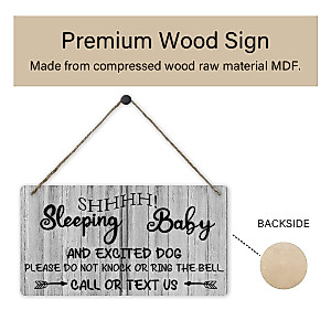 Baby Sleeping Sign Plaque Decor for Front Door - Please Do Not Disturb Sign - Signs Decor for Baby Room, Nursery, Home Bedroom -New Mom Gift, Baby Shower
