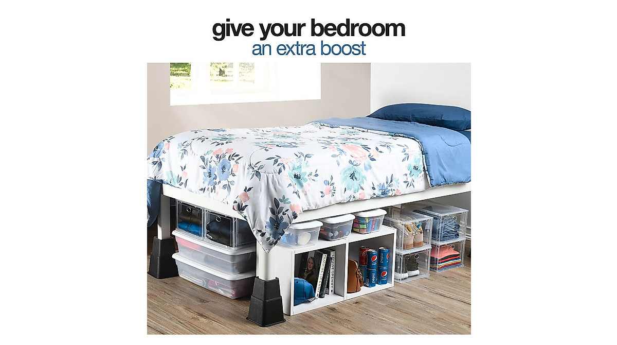 Adjustable Bed Risers - Stackable Furniture Lifts for Storage & Comfort