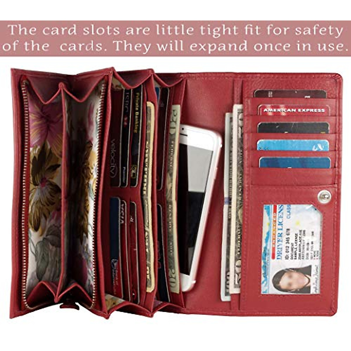 Mou Meraki Women RFID Blocking Real Leather Bifold Wallets For Women-Shield Against Identity Theft (WATERMELON)