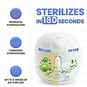 BEESQUALY Portable UV Light Sterilizer and Sanitizer Box, UV-C Cleaner Box for Pacifiers and More, 99.99% Sterilization Rate, USB Rechargeable, White