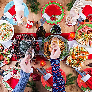 Sliner 120 Pcs Christmas Plates Paper Dessert Disposable Plates Santa Snowman Christmas Wreath Reindeer Gingerbread Man Design, for Christmas Party Supplies Christmas Decorations, 6 Styles(7 Inch)