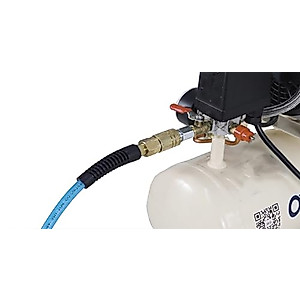 SANFU Polyurethane(PU) Reinforced 1/4”ID(6.3 x 9.8mm) x 100ft, Air Hose With 1/4” Swivel MNPT Solid Brass Quick Coupler and Plug, Transparent Blue(100’)