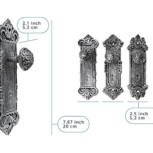 Shabby Chic Cast Iron Decorative Wall Mounted Hooks – Silver w/Black - Door Knob Coat Hooks for Wall - Set of 3 - Screws and Anchors Included - Antique Wall Hooks for Hanging Clothes