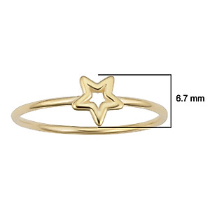 Kooljewelry Minimalist 14k Yellow Gold 6.7mm Small Star Ring (size 7)