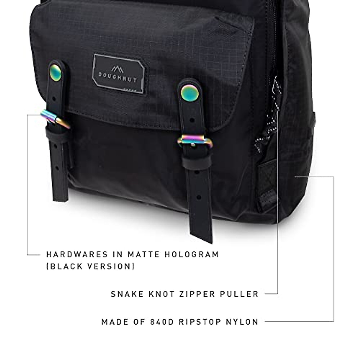 Doughnut Macaroon Gamescape Series 16L Travel School Ladies College Girls Lightweight Commuter Casual Daypacks Bag Backpack (Black)