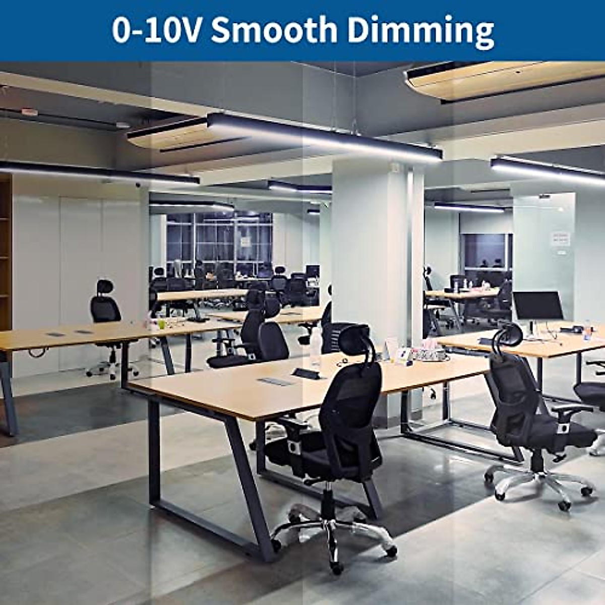 DAKASON 4FT Linkable LED Linear Light, 40W Replacing 120W, 3000K/4000K/5000K CCT Selectable, Commercial Linear Lighting Fixture for Office, Dimmable Suspended Lighting for School, Market, 1Pack