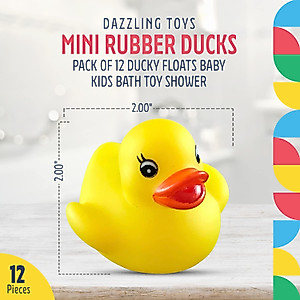 Dazzling Toys Little Rubber Ducks Yellow Mini Rubber Duckies Shower Bath Toy Bath Duck Baby Shower Toy Rubber Duck Dog Toy Baby Bath Shower Toy Miniature Ducks Pool Toys Toddler Bathtub Toy – 12Pcs