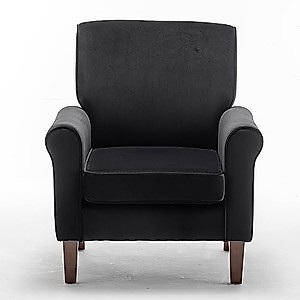 US Pride Furniture Traditional Arm Chairs for Living Room, Bedroom, and Office, Accent Armchair Featuring Birch Wood Frame and Elegant Curved Armrests, Black