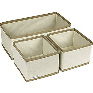 Greenco Non-Woven Foldable 3 Piece Drawer and Closet Storage Cube Set- (Beige)