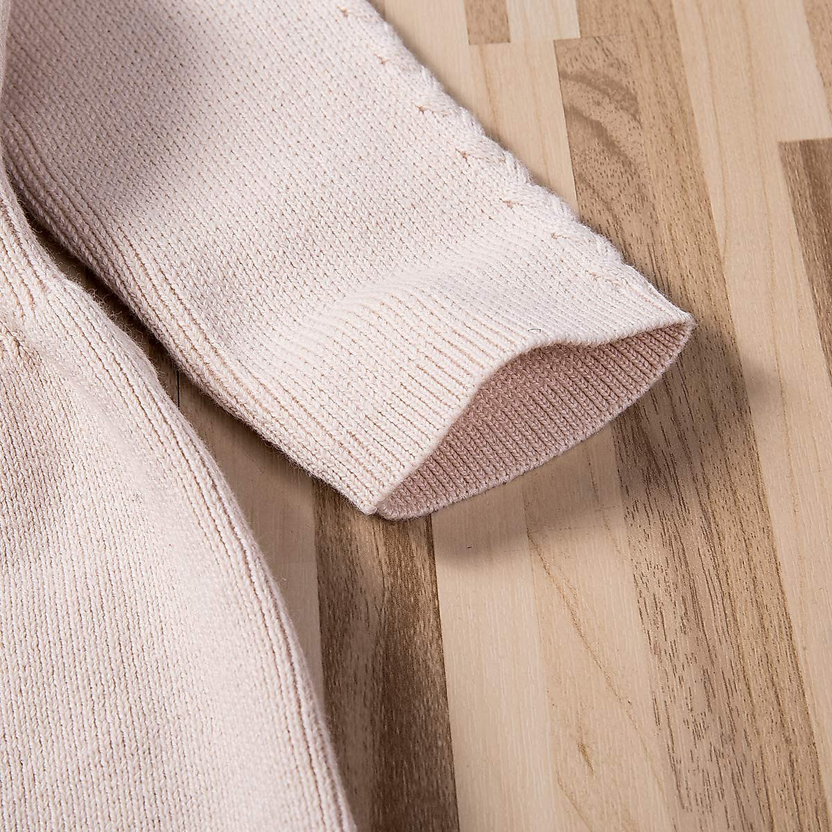 Merqwadd Infant Toddler Baby Girl Pleated Dress Solid Longsleeve Knit Sweater Winter Dress (3-6 Months,B-Ruffle Sweater Apricot)