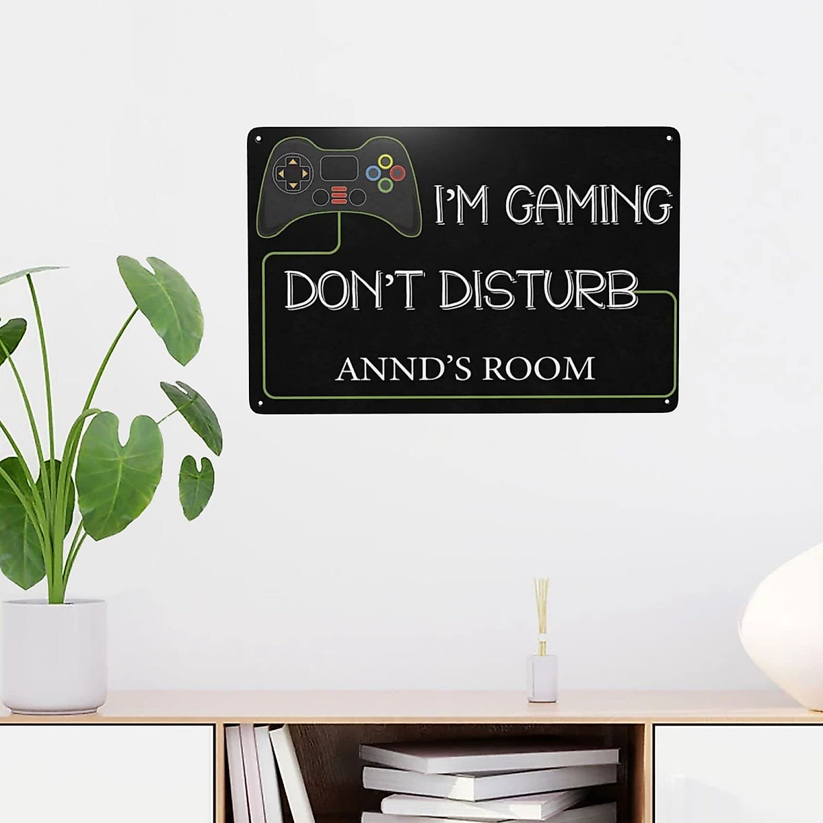 yuqier I'm Gaming Don't Disturb Personalized Custom Room Sign Black Kids Boys Bedroom Game Room Decorative Nameplate Accessories Humorous Warning Words Door Sign Hanging Creative Gift