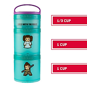 Whiskware Star Wars Stackable Snack Containers for Kids and Toddlers, 3 Stackable Snack Cups for School and Travel, Princess Leia and Rey